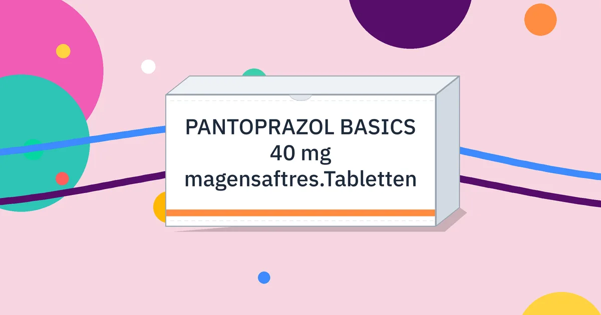 Symbolbild: Packung mit der Aufschrift PANTOPRAZOL BASICS 40 mg magensaftres.Tabletten (PZN 03276381) – Verfügbarkeit und Bezug in Apotheken in Frankfurt am Main