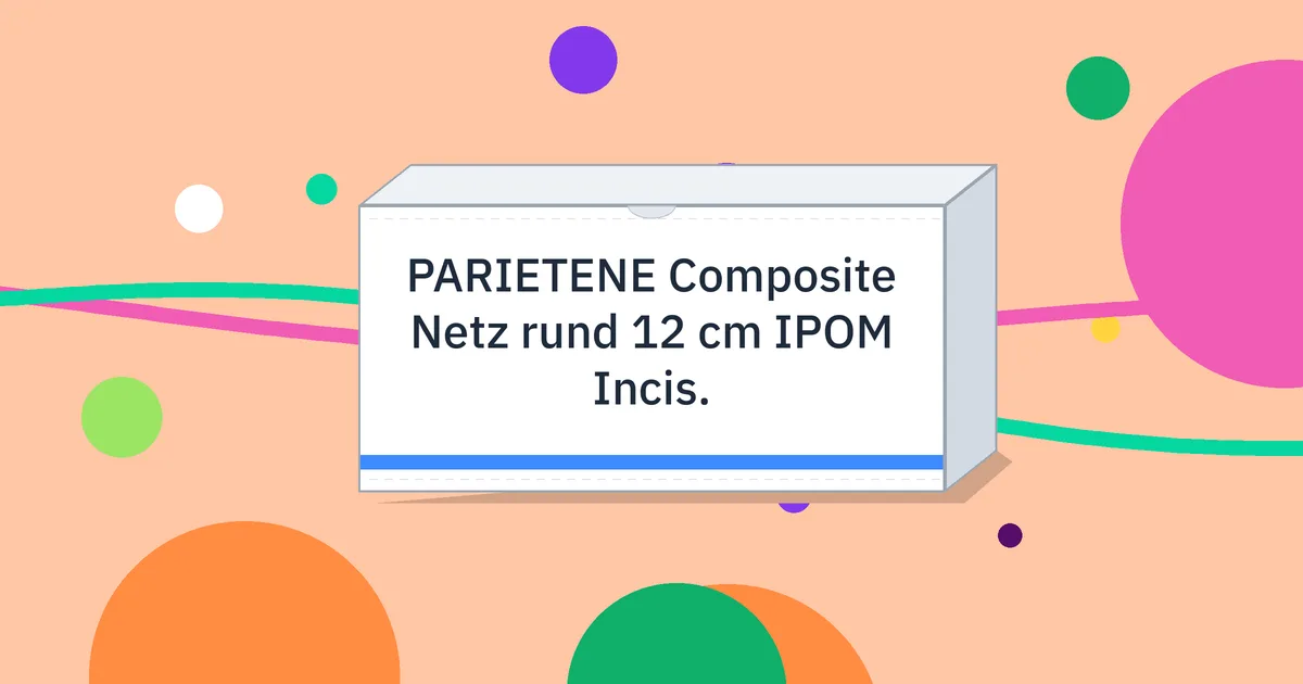 Symbolbild: Packung mit der Aufschrift PARIETENE Composite Netz rund 12 cm IPOM Incis. (PZN 00462491) – Verfügbarkeit und Bezug in Apotheken in Frankfurt am Main