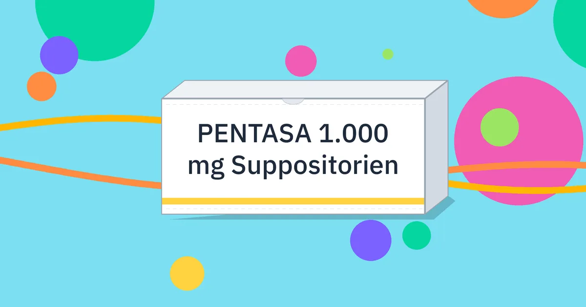 Symbolbild: Packung mit der Aufschrift PENTASA 1.000 mg Suppositorien (PZN 02565999) – Verfügbarkeit und Bezug in Apotheken in Frankfurt am Main