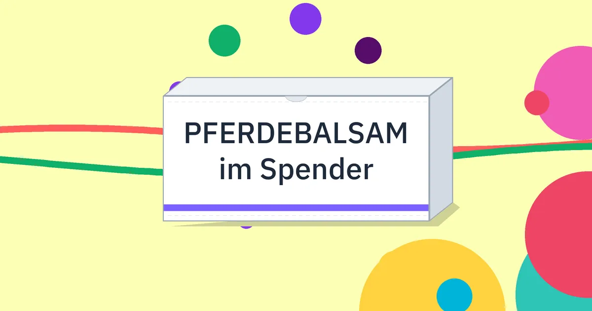 Symbolbild: Packung mit der Aufschrift PFERDEBALSAM im Spender (PZN 09606796) – Verfügbarkeit und Bezug in Apotheken in Frankfurt am Main