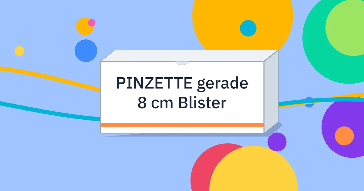 Symbolbild: Packung mit der Aufschrift PINZETTE gerade 8 cm Blister (PZN 10350250) – Verfügbarkeit und Bezug in Apotheken in Frankfurt am Main