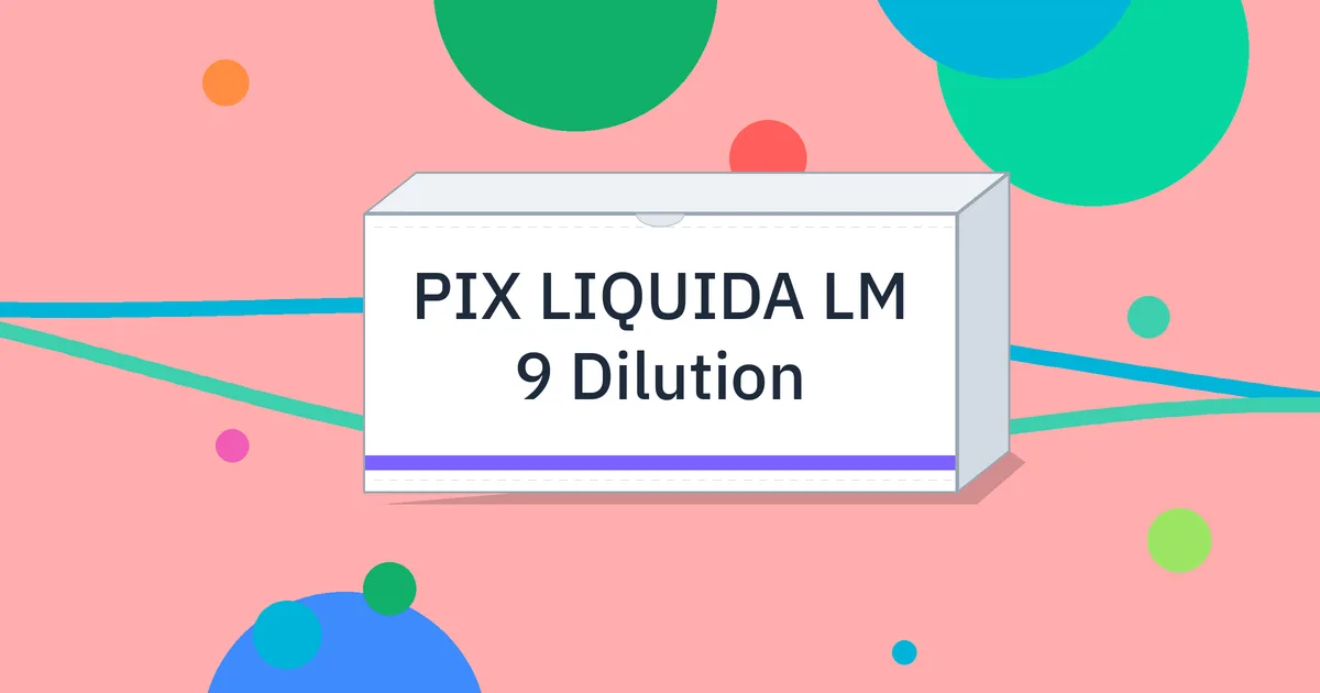 Symbolbild: Packung mit der Aufschrift PIX LIQUIDA LM 9 Dilution (PZN 13646206) – Verfügbarkeit und Bezug in Apotheken in Frankfurt am Main