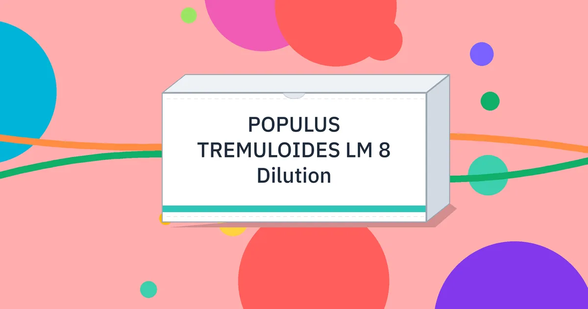 Symbolbild: Packung mit der Aufschrift POPULUS TREMULOIDES LM 8 Dilution (PZN 13664687) – Verfügbarkeit und Bezug in Apotheken in Frankfurt am Main