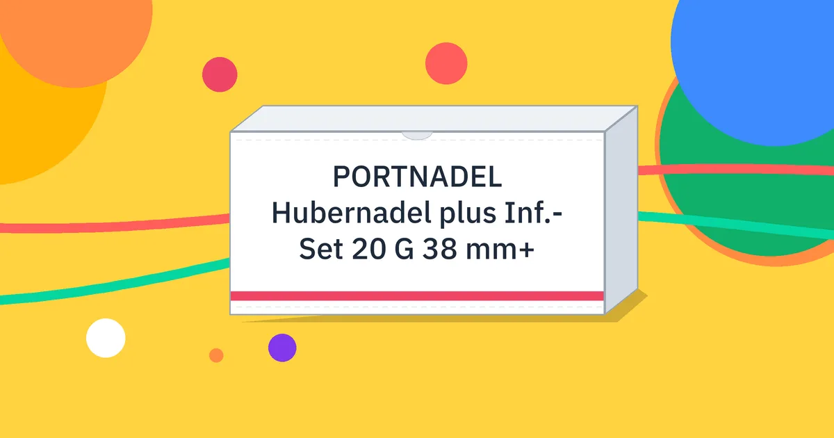 Symbolbild: Packung mit der Aufschrift PORTNADEL Hubernadel plus Inf.-Set 20 G 38 mm+ (PZN 02705319) – Verfügbarkeit und Bezug in Apotheken in Frankfurt am Main