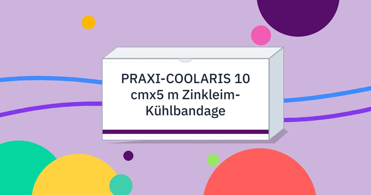 Symbolbild: Packung mit der Aufschrift PRAXI-COOLARIS 10 cmx5 m Zinkleim-Kühlbandage (PZN 12825556) – Verfügbarkeit und Bezug in Apotheken in Frankfurt am Main