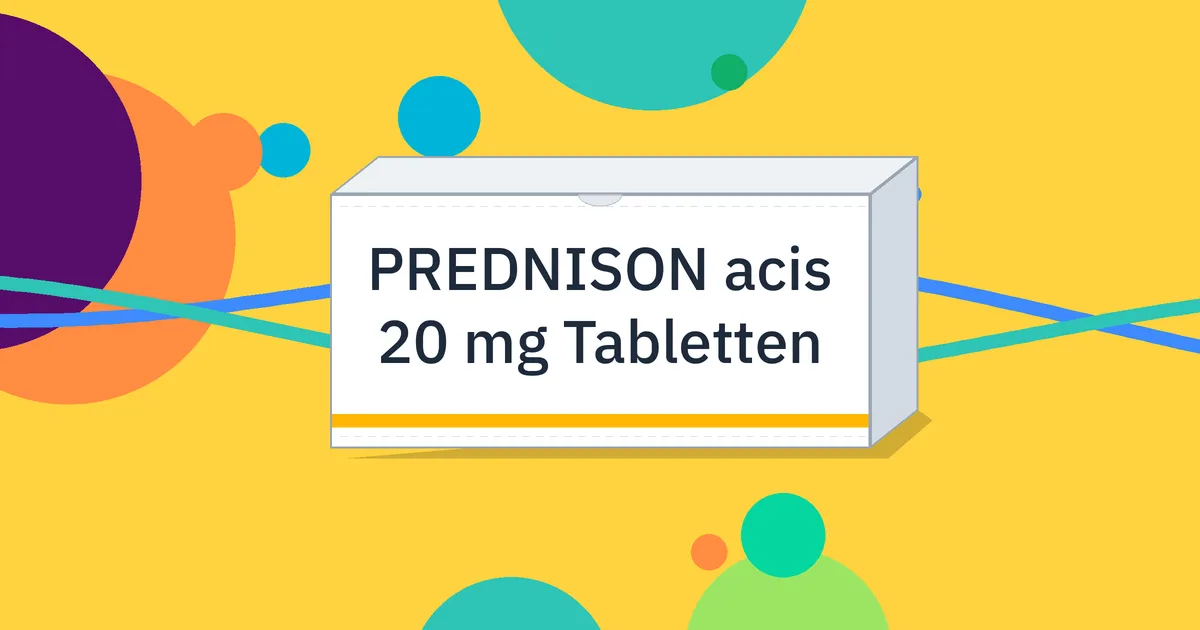 Symbolbild: Packung mit der Aufschrift PREDNISON acis 20 mg Tabletten (PZN 02173437) – Verfügbarkeit und Bezug in Apotheken in Frankfurt am Main