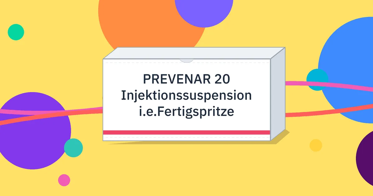 Symbolbild: Packung mit der Aufschrift PREVENAR 20 Injektionssuspension i.e.Fertigspritze (PZN 20573689) – Verfügbarkeit und Bezug in Apotheken in Frankfurt am Main