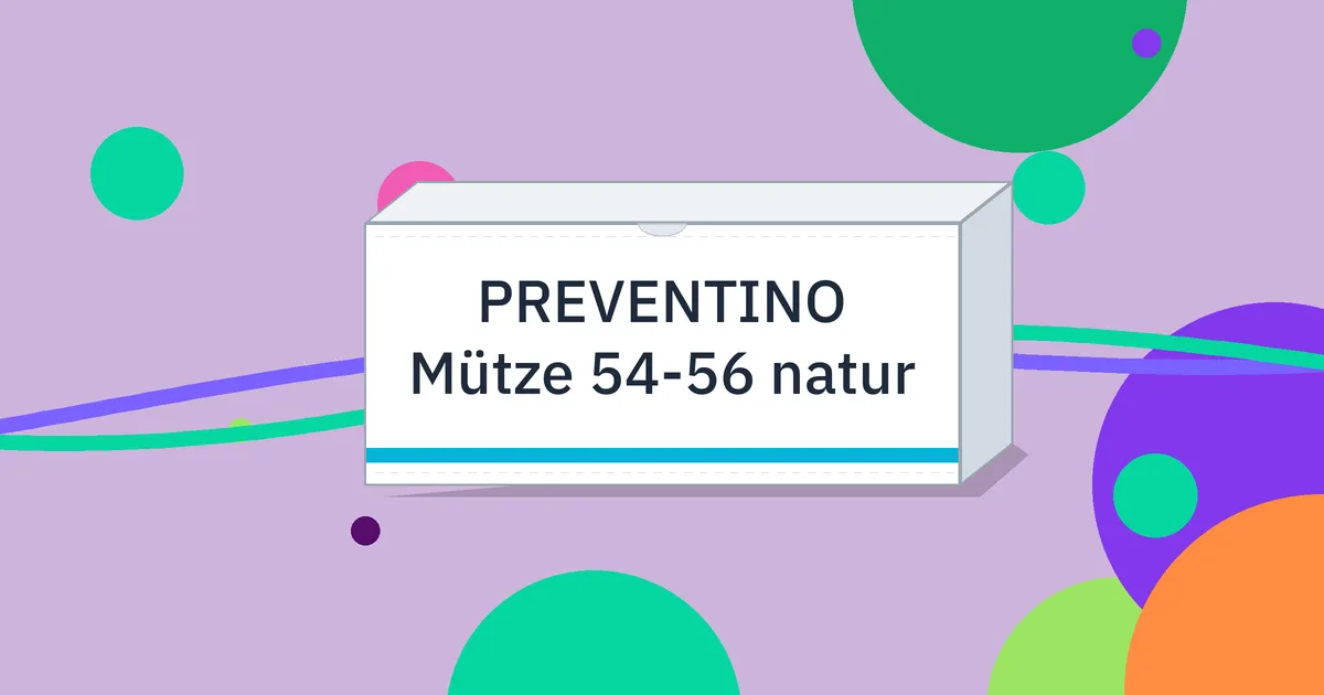 Symbolbild: Packung mit der Aufschrift PREVENTINO Mütze 54-56 natur (PZN 12447284) – Verfügbarkeit und Bezug in Apotheken in Frankfurt am Main