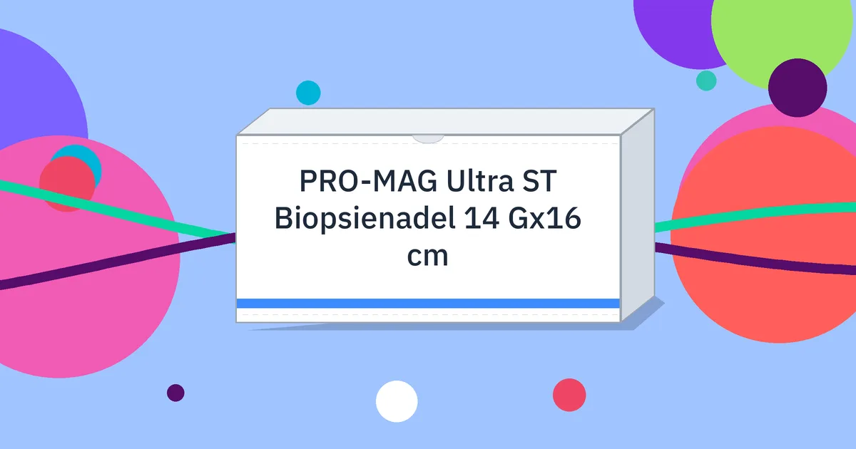 Symbolbild: Packung mit der Aufschrift PRO-MAG Ultra ST Biopsienadel 14 Gx16 cm (PZN 06768908) – Verfügbarkeit und Bezug in Apotheken in Frankfurt am Main