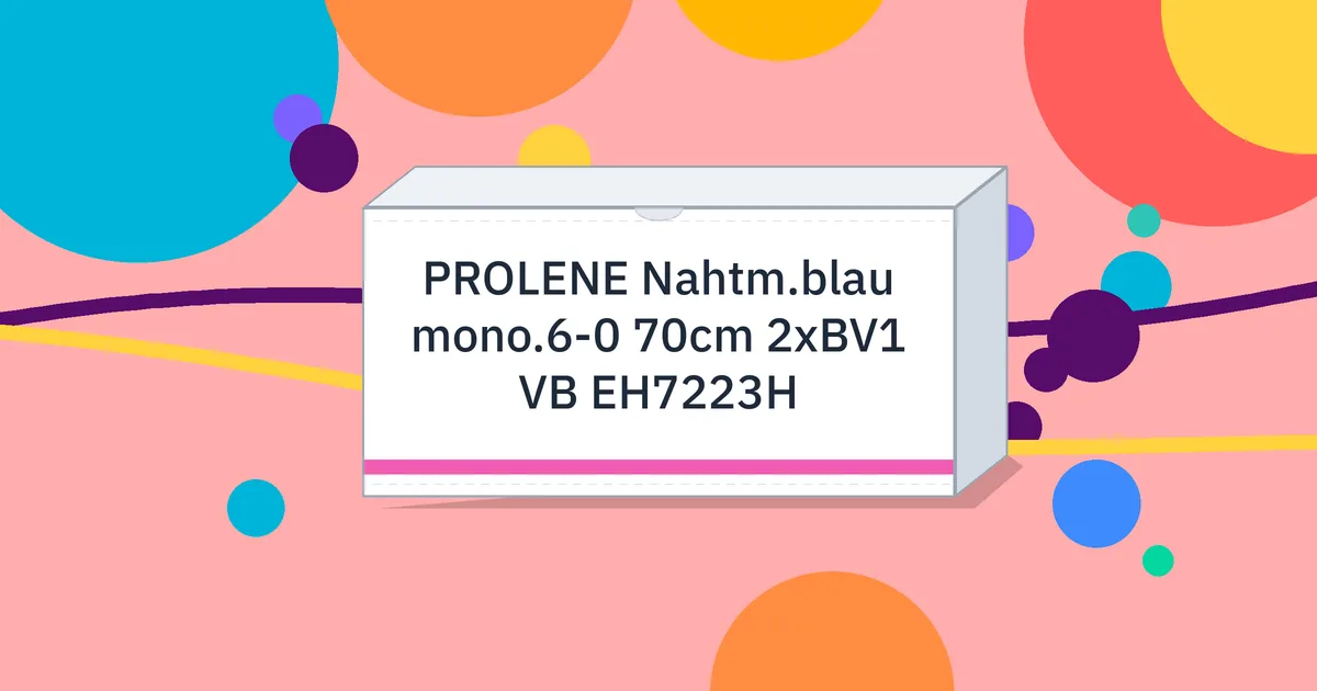 Symbolbild: Packung mit der Aufschrift PROLENE Nahtm.blau mono.6-0 70cm 2xBV1 VB EH7223H (PZN 20895772) – Verfügbarkeit und Bezug in Apotheken in Frankfurt am Main