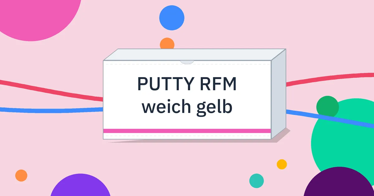 Symbolbild: Packung mit der Aufschrift PUTTY RFM weich gelb (PZN 18817925) – Verfügbarkeit und Bezug in Apotheken in Frankfurt am Main