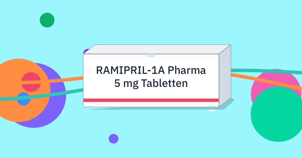 Symbolbild: Packung mit der Aufschrift RAMIPRIL-1A Pharma 5 mg Tabletten (PZN 00766736) – Verfügbarkeit und Bezug in Apotheken in Frankfurt am Main