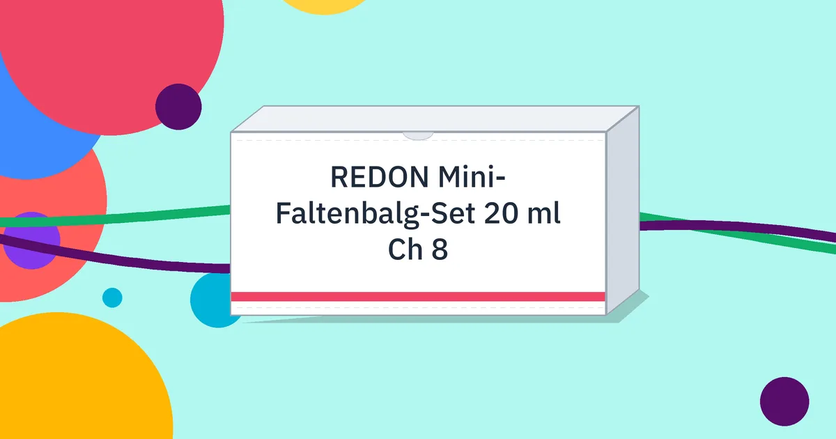 Symbolbild: Packung mit der Aufschrift REDON Mini-Faltenbalg-Set 20 ml Ch 8 (PZN 14305884) – Verfügbarkeit und Bezug in Apotheken in Frankfurt am Main