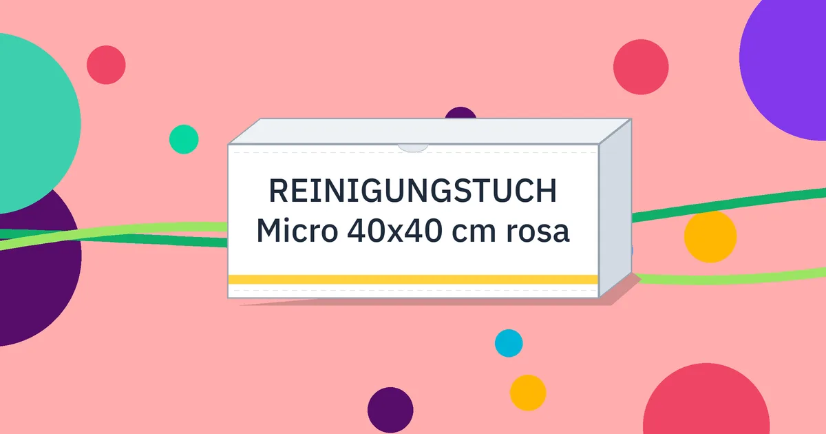 Symbolbild: Packung mit der Aufschrift REINIGUNGSTUCH Micro 40x40 cm rosa (PZN 06565513) – Verfügbarkeit und Bezug in Apotheken in Frankfurt am Main