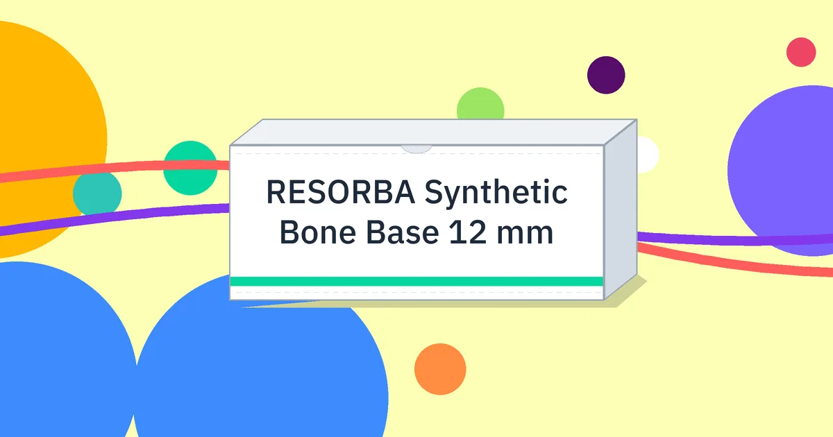 Symbolbild: Packung mit der Aufschrift RESORBA Synthetic Bone Base 12 mm (PZN 16857694) – Verfügbarkeit und Bezug in Apotheken in Frankfurt am Main