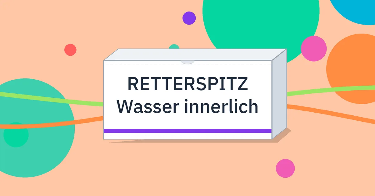 Symbolbild: Packung mit der Aufschrift RETTERSPITZ Wasser innerlich (PZN 00867779) – Verfügbarkeit und Bezug in Apotheken in Frankfurt am Main
