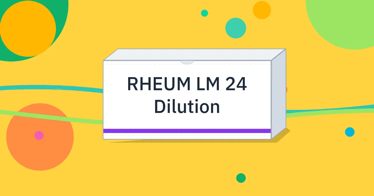 Symbolbild: Packung mit der Aufschrift RHEUM LM 24 Dilution (PZN 13049628) – Verfügbarkeit und Bezug in Apotheken in Frankfurt am Main