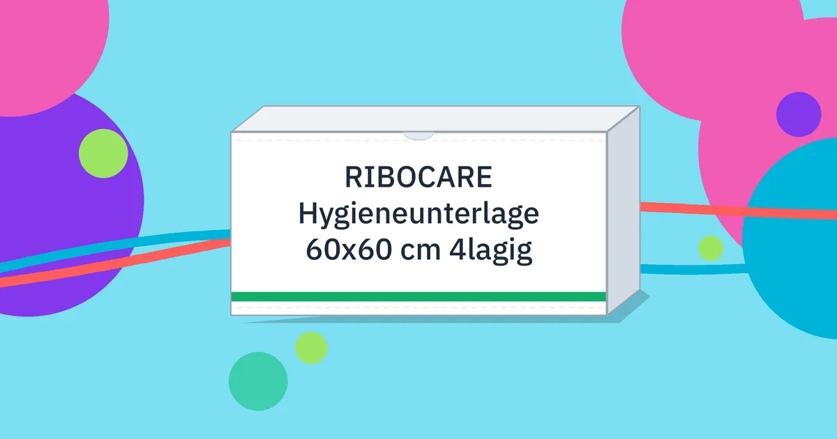 Symbolbild: Packung mit der Aufschrift RIBOCARE Hygieneunterlage 60x60 cm 4lagig (PZN 13587691) – Verfügbarkeit und Bezug in Apotheken in Frankfurt am Main