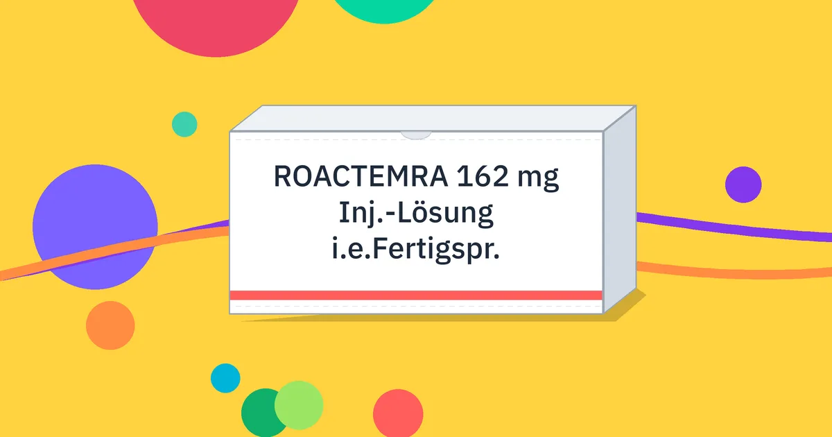 Symbolbild: Packung mit der Aufschrift ROACTEMRA 162 mg Inj.-Lösung i.e.Fertigspr. (PZN 12728988) – Verfügbarkeit und Bezug in Apotheken in Frankfurt am Main