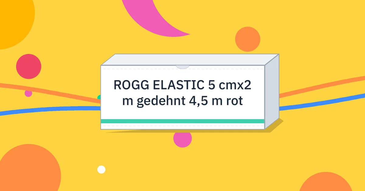 Symbolbild: Packung mit der Aufschrift ROGG ELASTIC 5 cmx2 m gedehnt 4,5 m rot (PZN 15301552) – Verfügbarkeit und Bezug in Apotheken in Frankfurt am Main