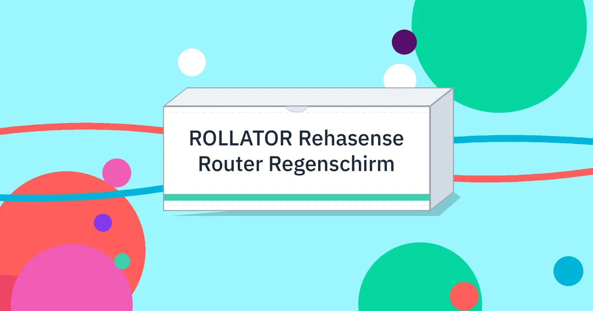 Symbolbild: Packung mit der Aufschrift ROLLATOR Rehasense Router Regenschirm (PZN 11109705) – Verfügbarkeit und Bezug in Apotheken in Frankfurt am Main