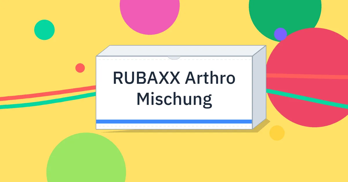 Symbolbild: Packung mit der Aufschrift RUBAXX Arthro Mischung (PZN 19986251) – Verfügbarkeit und Bezug in Apotheken in Frankfurt am Main