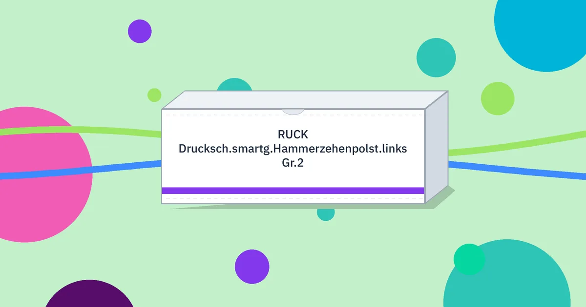 Symbolbild: Packung mit der Aufschrift RUCK Drucksch.smartg.Hammerzehenpolst.links Gr.2 (PZN 16905051) – Verfügbarkeit und Bezug in Apotheken in Frankfurt am Main
