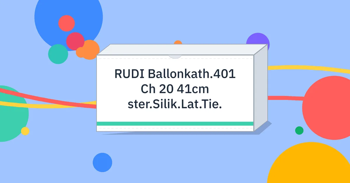 Symbolbild: Packung mit der Aufschrift RUDI Ballonkath.401 Ch 20 41cm ster.Silik.Lat.Tie. (PZN 17863946) – Verfügbarkeit und Bezug in Apotheken in Frankfurt am Main