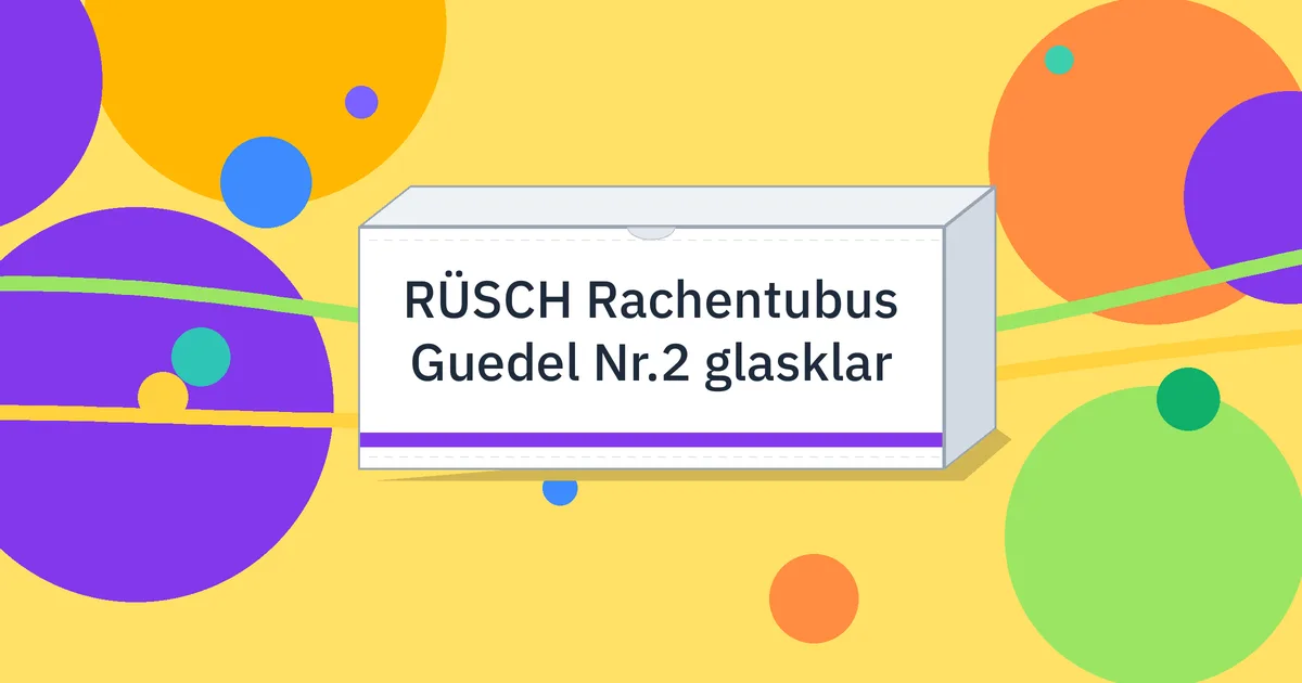 Symbolbild: Packung mit der Aufschrift RÜSCH Rachentubus Guedel Nr.2 glasklar (PZN 03651330) – Verfügbarkeit und Bezug in Apotheken in Frankfurt am Main