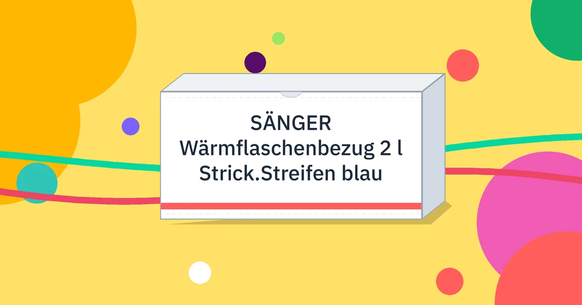 Symbolbild: Packung mit der Aufschrift SÄNGER Wärmflaschenbezug 2 l Strick.Streifen blau (PZN 00256998) – Verfügbarkeit und Bezug in Apotheken in Frankfurt am Main