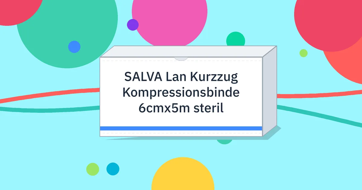 Symbolbild: Packung mit der Aufschrift SALVA Lan Kurzzug Kompressionsbinde 6cmx5m steril (PZN 19768778) – Verfügbarkeit und Bezug in Apotheken in Frankfurt am Main