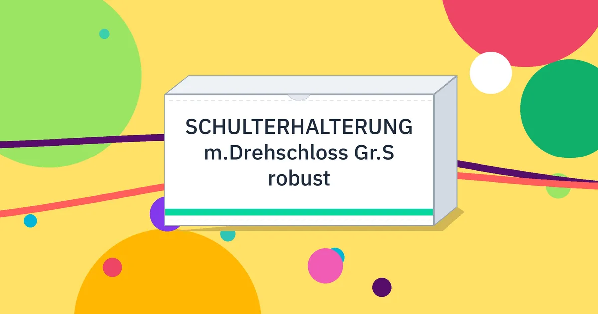 Symbolbild: Packung mit der Aufschrift SCHULTERHALTERUNG m.Drehschloss Gr.S robust (PZN 11568123) – Verfügbarkeit und Bezug in Apotheken in Frankfurt am Main