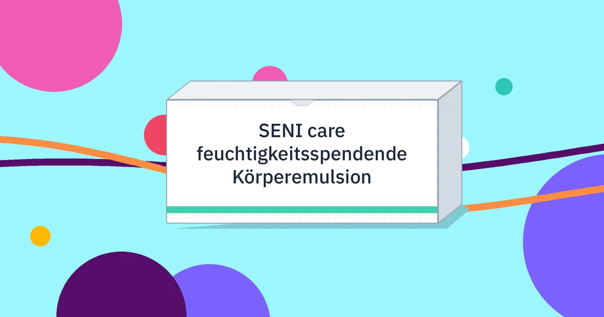 Symbolbild: Packung mit der Aufschrift SENI care feuchtigkeitsspendende Körperemulsion (PZN 09108621) – Verfügbarkeit und Bezug in Apotheken in Frankfurt am Main