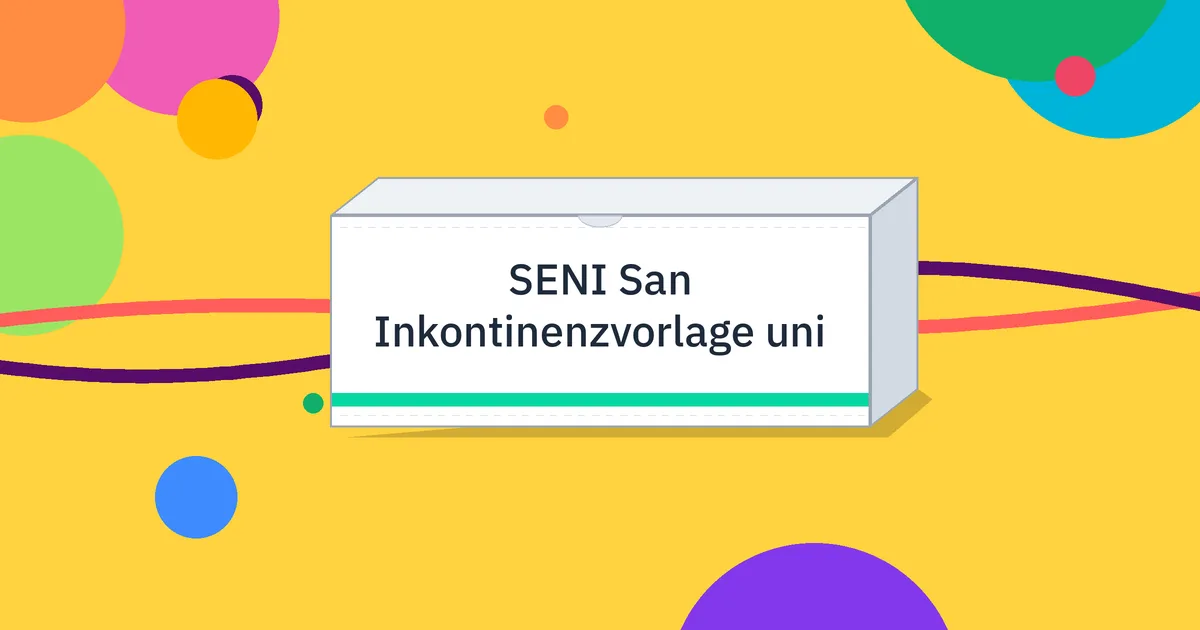 Symbolbild: Packung mit der Aufschrift SENI San Inkontinenzvorlage uni (PZN 20322645) – Verfügbarkeit und Bezug in Apotheken in Frankfurt am Main