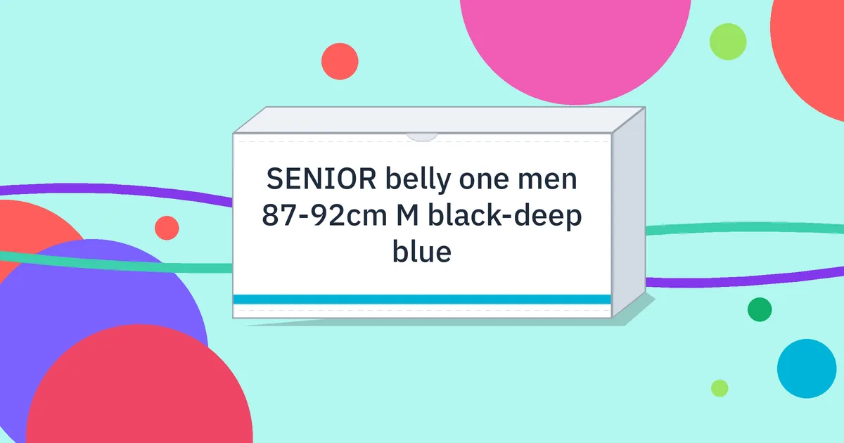 Symbolbild: Packung mit der Aufschrift SENIOR belly one men 87-92cm M black-deep blue (PZN 13513379) – Verfügbarkeit und Bezug in Apotheken in Frankfurt am Main