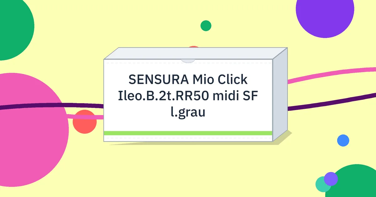 Symbolbild: Packung mit der Aufschrift SENSURA Mio Click Ileo.B.2t.RR50 midi SF l.grau (PZN 10202213) – Verfügbarkeit und Bezug in Apotheken in Frankfurt am Main
