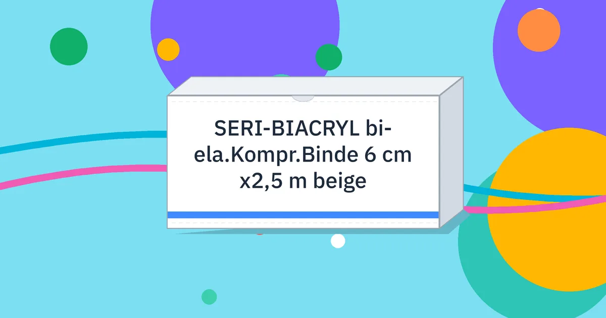 Symbolbild: Packung mit der Aufschrift SERI-BIACRYL bi-ela.Kompr.Binde 6 cm x2,5 m beige (PZN 20364187) – Verfügbarkeit und Bezug in Apotheken in Frankfurt am Main