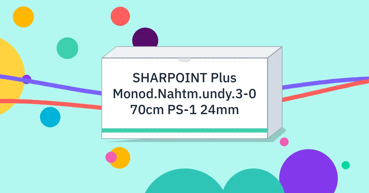 Symbolbild: Packung mit der Aufschrift SHARPOINT Plus Monod.Nahtm.undy.3-0 70cm PS-1 24mm (PZN 17986726) – Verfügbarkeit und Bezug in Apotheken in Frankfurt am Main
