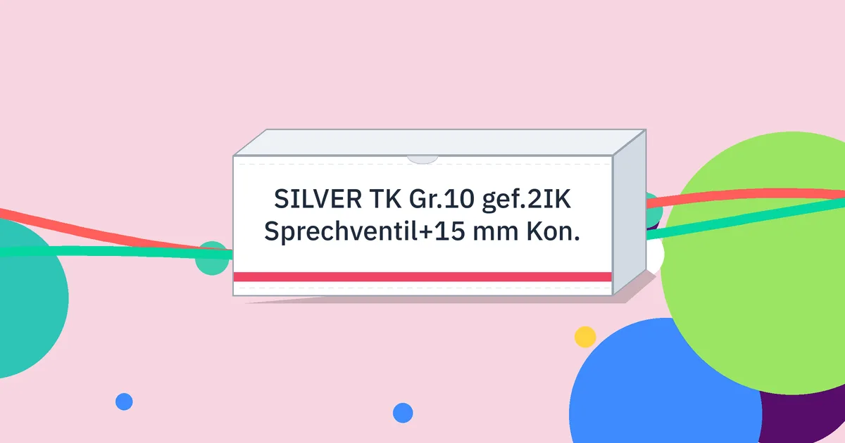 Symbolbild: Packung mit der Aufschrift SILVER TK Gr.10 gef.2IK Sprechventil+15 mm Kon. (PZN 10210000) – Verfügbarkeit und Bezug in Apotheken in Frankfurt am Main