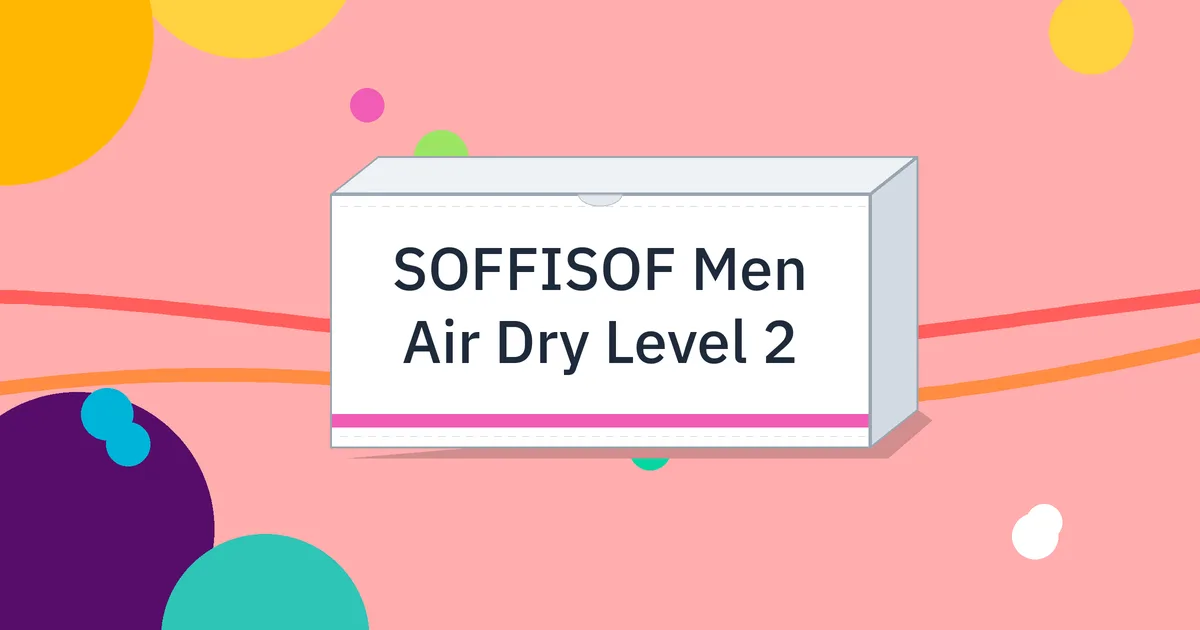 Symbolbild: Packung mit der Aufschrift SOFFISOF Men Air Dry Level 2 (PZN 11659245) – Verfügbarkeit und Bezug in Apotheken in Frankfurt am Main