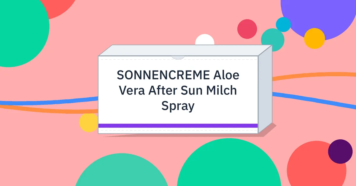 Symbolbild: Packung mit der Aufschrift SONNENCREME Aloe Vera After Sun Milch Spray (PZN 10554834) – Verfügbarkeit und Bezug in Apotheken in Frankfurt am Main