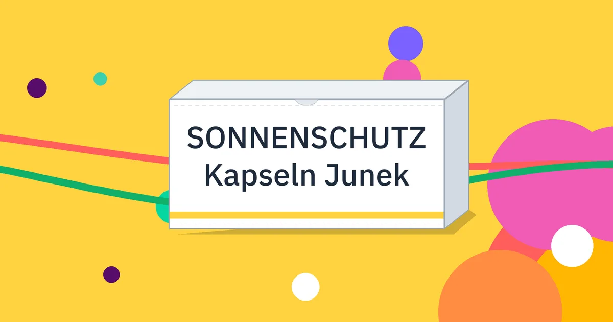 Symbolbild: Packung mit der Aufschrift SONNENSCHUTZ Kapseln Junek (PZN 05568231) – Verfügbarkeit und Bezug in Apotheken in Frankfurt am Main