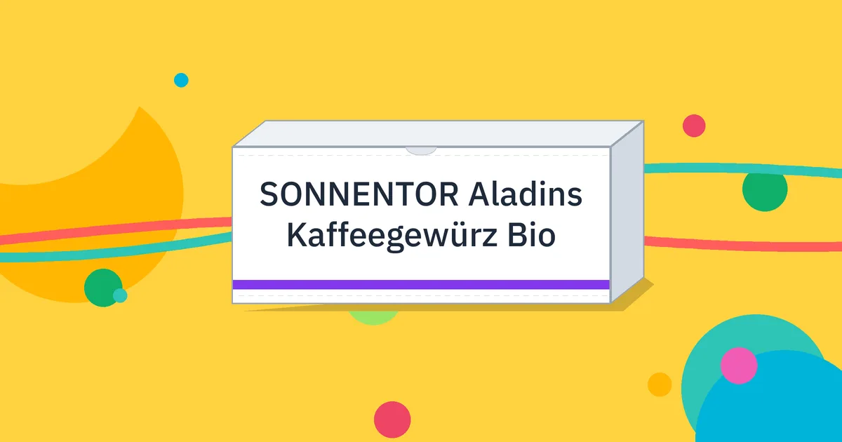 Symbolbild: Packung mit der Aufschrift SONNENTOR Aladins Kaffeegewürz Bio (PZN 18903458) – Verfügbarkeit und Bezug in Apotheken in Frankfurt am Main