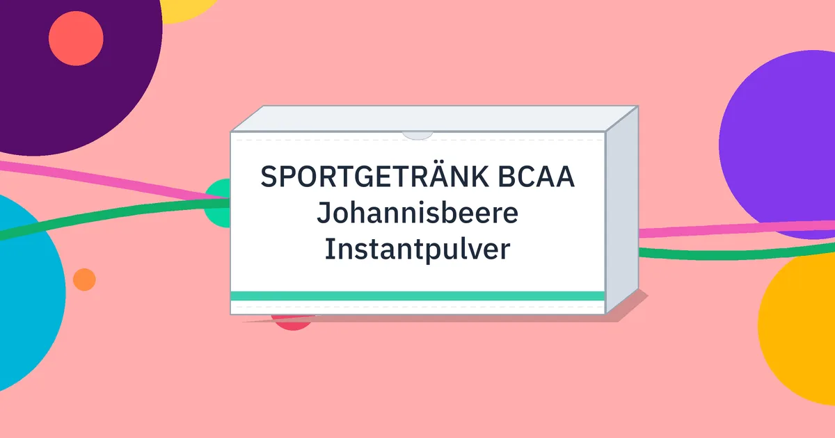 Symbolbild: Packung mit der Aufschrift SPORTGETRÄNK BCAA Johannisbeere Instantpulver (PZN 11219799) – Verfügbarkeit und Bezug in Apotheken in Frankfurt am Main