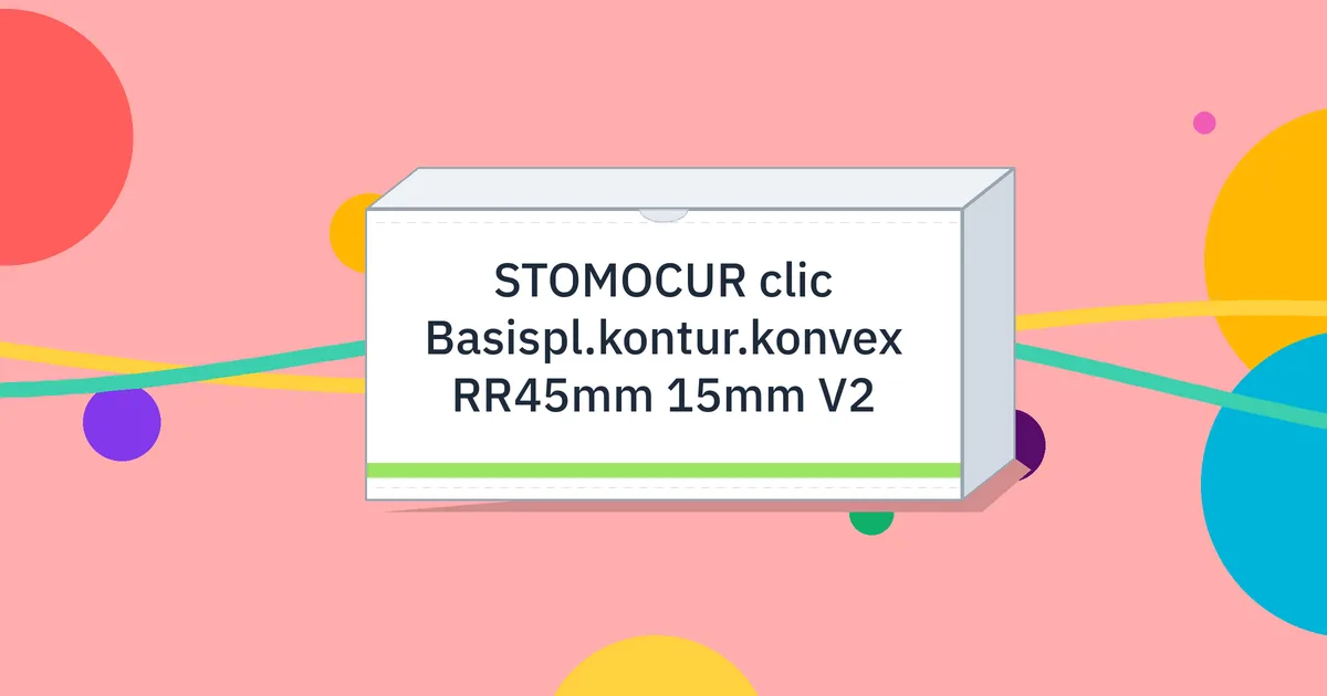Symbolbild: Packung mit der Aufschrift STOMOCUR clic Basispl.kontur.konvex RR45mm 15mm V2 (PZN 18238788) – Verfügbarkeit und Bezug in Apotheken in Frankfurt am Main