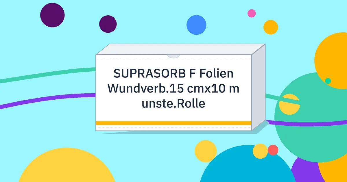 Symbolbild: Packung mit der Aufschrift SUPRASORB F Folien Wundverb.15 cmx10 m unste.Rolle (PZN 15420989) – Verfügbarkeit und Bezug in Apotheken in Frankfurt am Main
