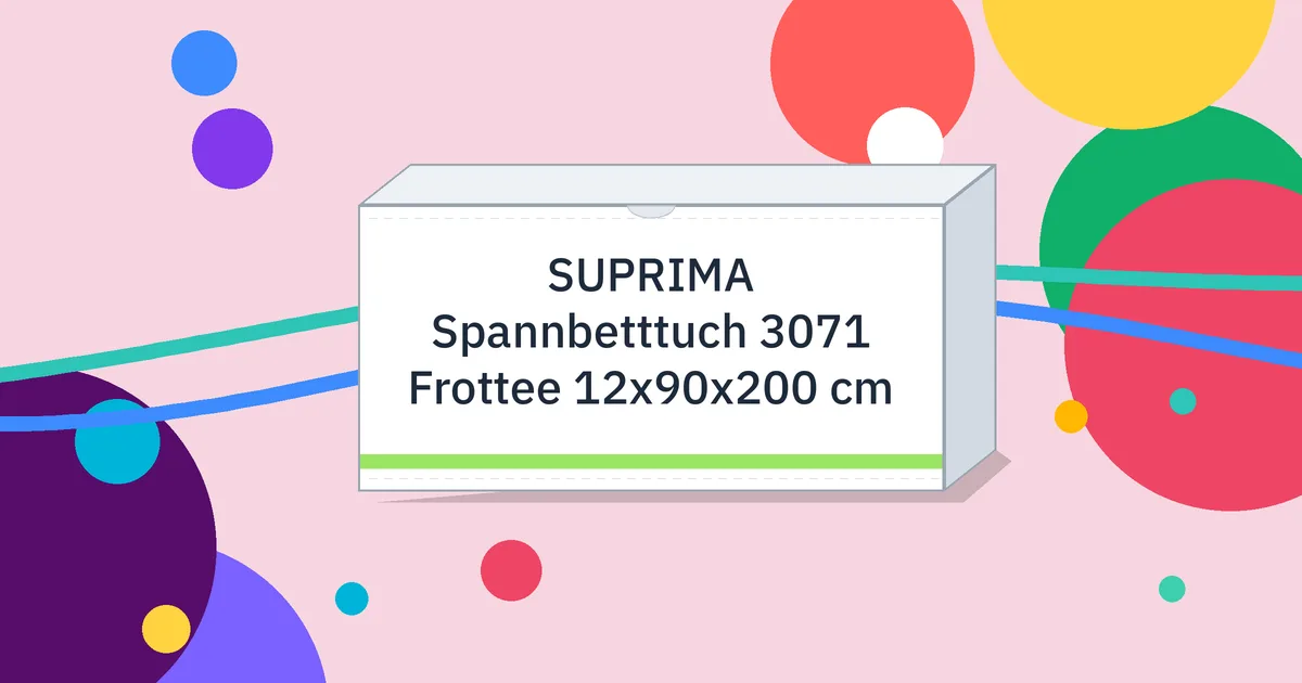 Symbolbild: Packung mit der Aufschrift SUPRIMA Spannbetttuch 3071 Frottee 12x90x200 cm (PZN 06102279) – Verfügbarkeit und Bezug in Apotheken in Frankfurt am Main