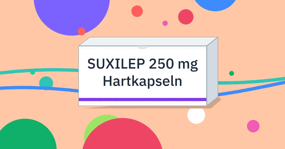 Symbolbild: Packung mit der Aufschrift SUXILEP 250 mg Hartkapseln (PZN 06883756) – Verfügbarkeit und Bezug in Apotheken in Frankfurt am Main