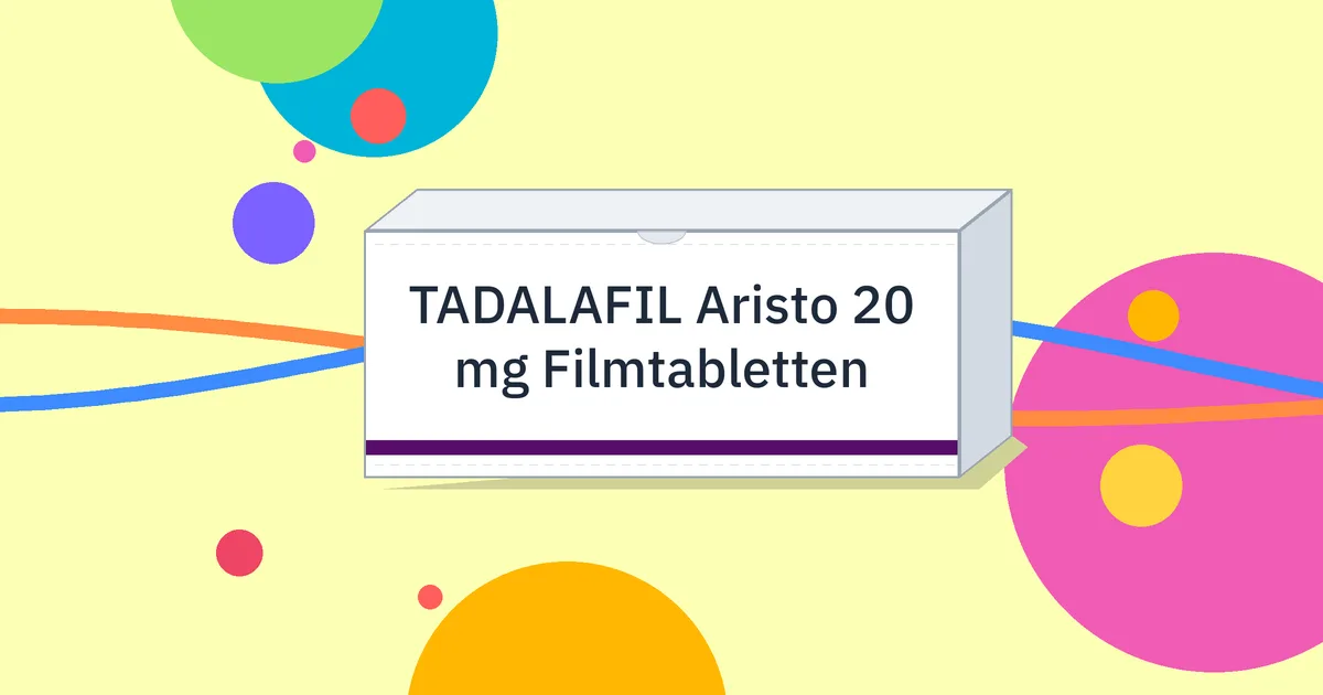 Symbolbild: Packung mit der Aufschrift TADALAFIL Aristo 20 mg Filmtabletten (PZN 13590032) – Verfügbarkeit und Bezug in Apotheken in Frankfurt am Main