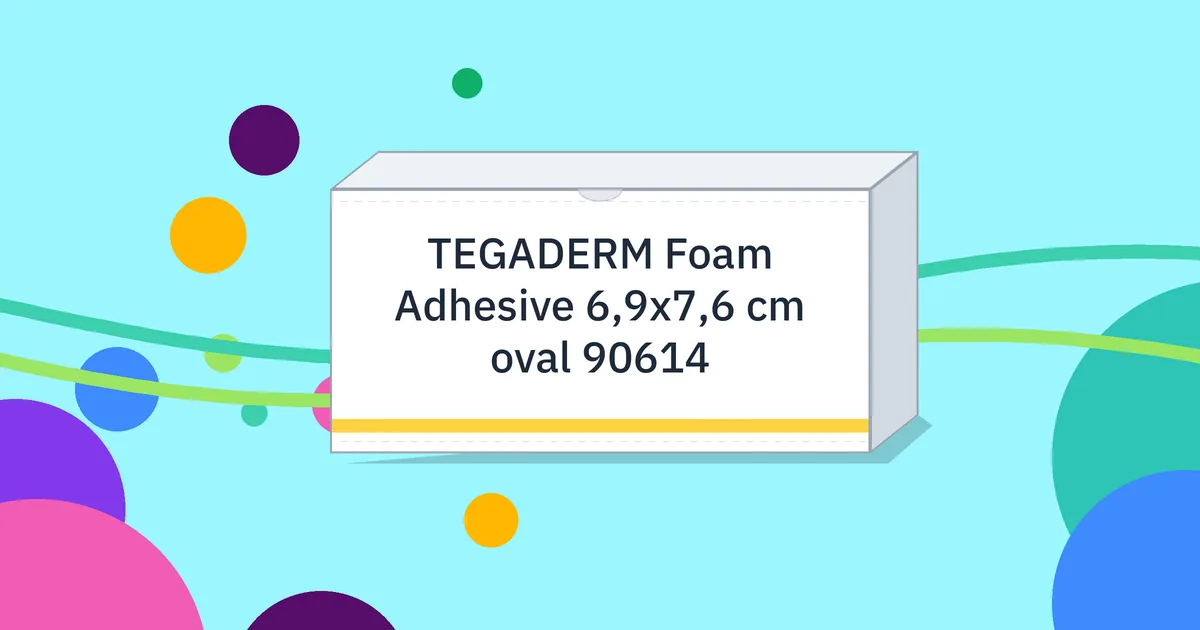 Symbolbild: Packung mit der Aufschrift TEGADERM Foam Adhesive 6,9x7,6 cm oval 90614 (PZN 13904476) – Verfügbarkeit und Bezug in Apotheken in Frankfurt am Main